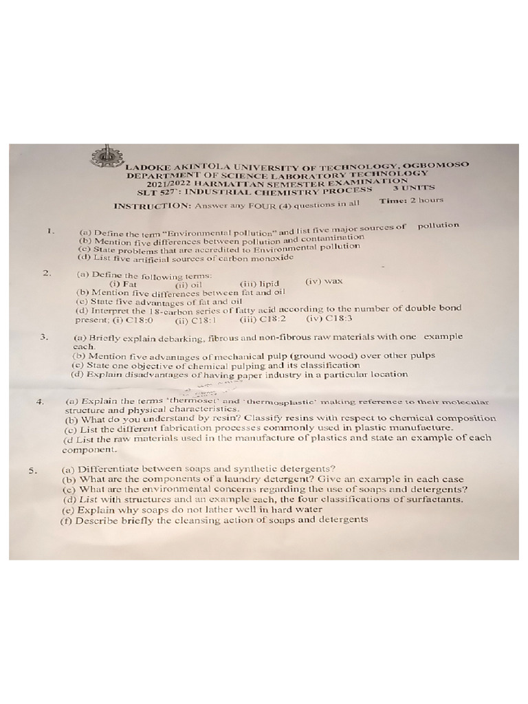 CHM Options Past Questions | PDF