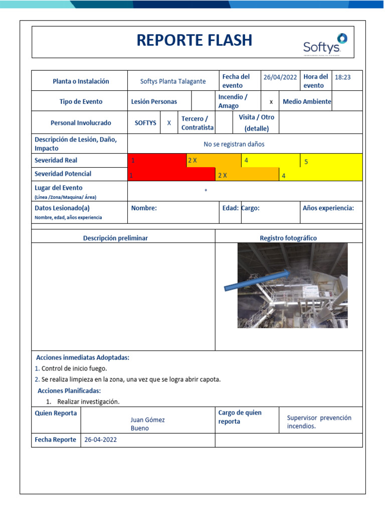 26.04.22 Reporte Flash MP-03 Capota - Planta Talagante - Chile | PDF