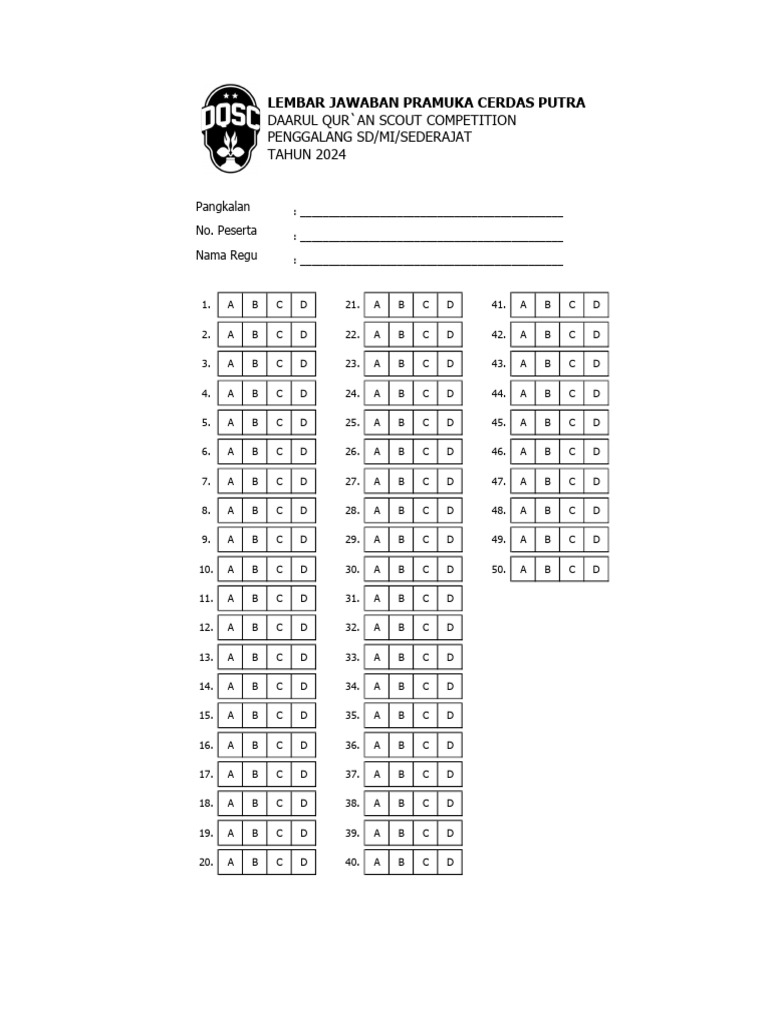 Lembar Jawaban PUPK | PDF
