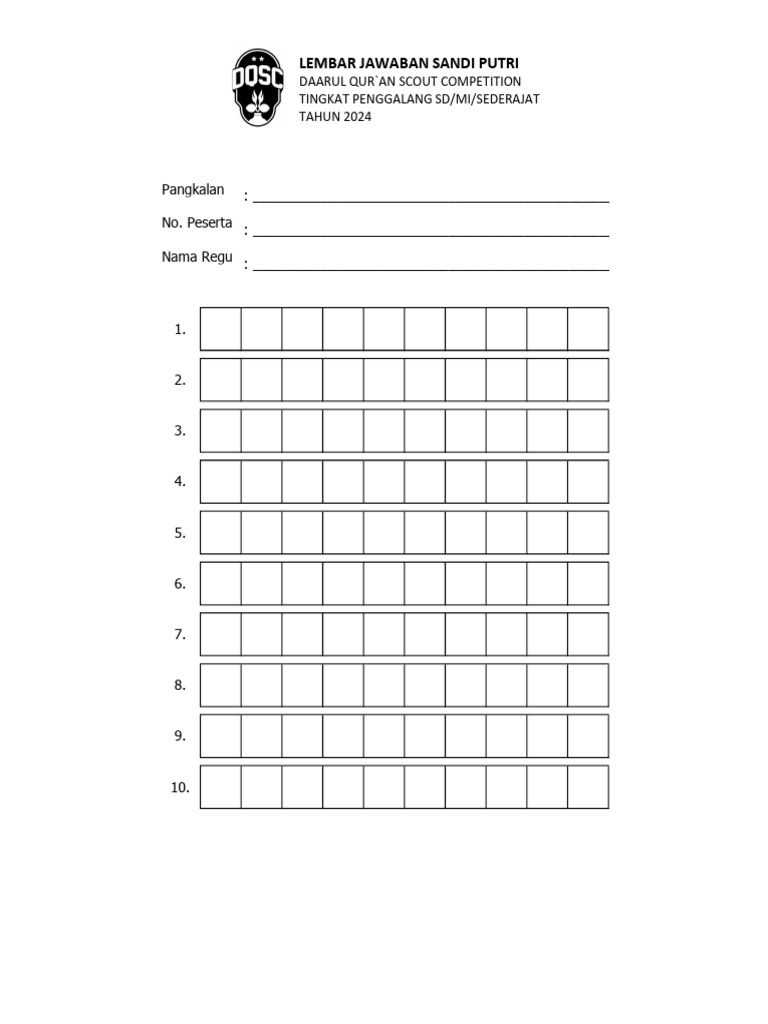 Lembar Jawaban SANDI Putra | PDF