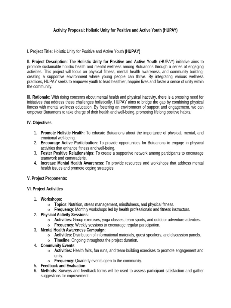 Activity Proposal PATHFIT | PDF | Physical Fitness | Mental Health