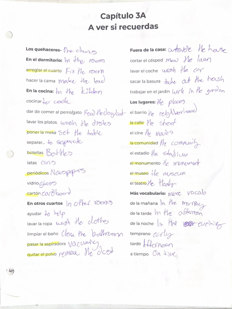 3A Spanish List | PDF