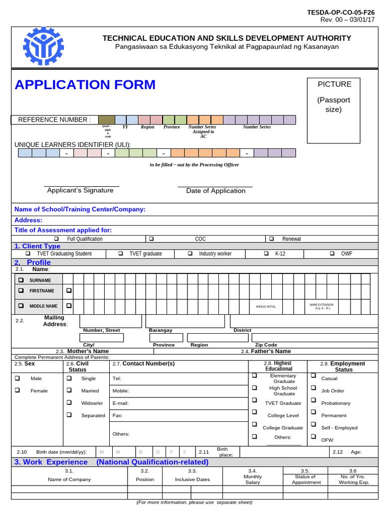 ASSESSMENT APPLICATION FORM With WAIVER 2022 | PDF