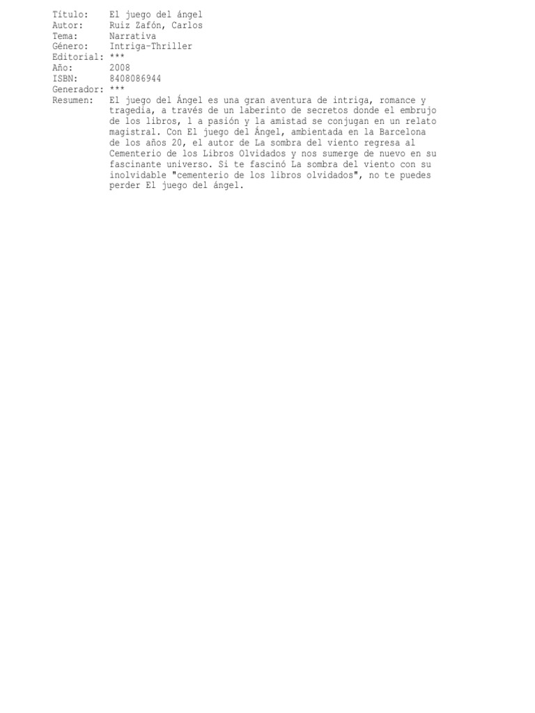 El juego del ángel: Intriga en Barcelona | PDF
