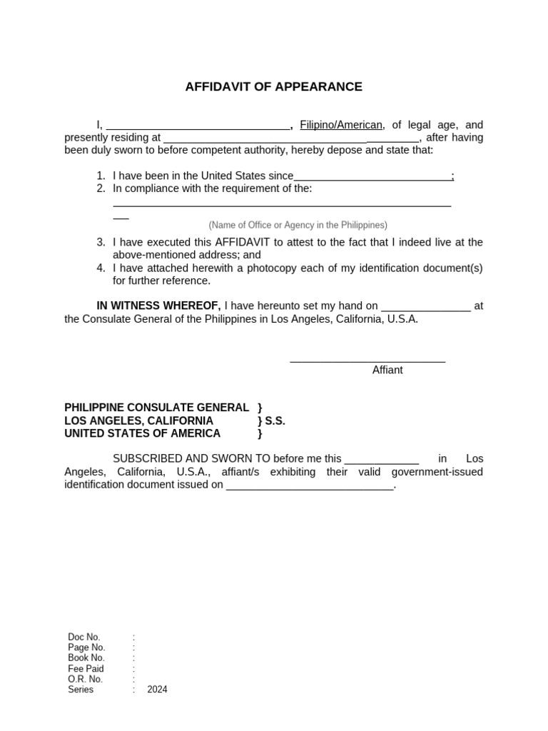 Affidavit of Appearance | PDF