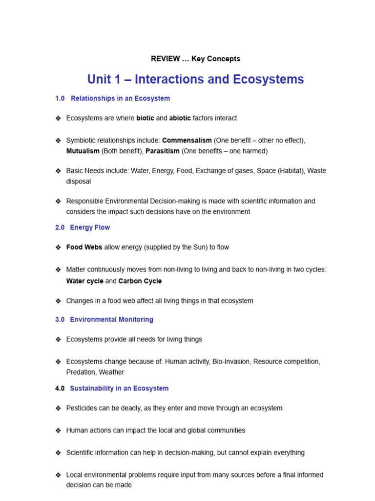 Study Guide For Interactions and Ecosystems | PDF | Ecosystem ...