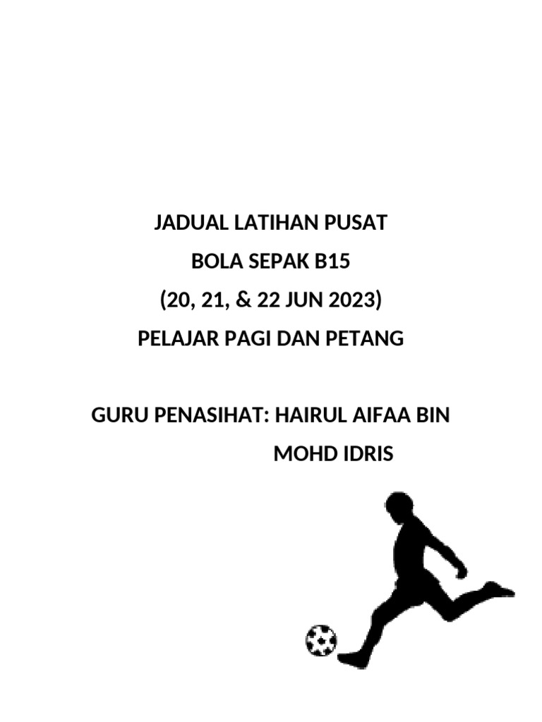 Jadual Latihan Pusat Bola Sepak | PDF | Ball Games | Team Sports