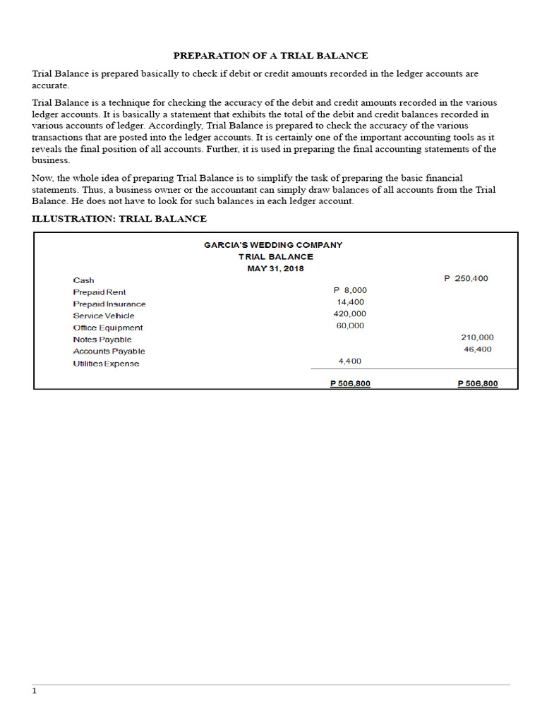 Trial Balance Preparation Guide | PDF