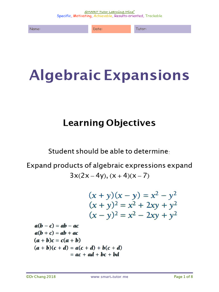 Algebraic Expansions Student | PDF | Mathematics