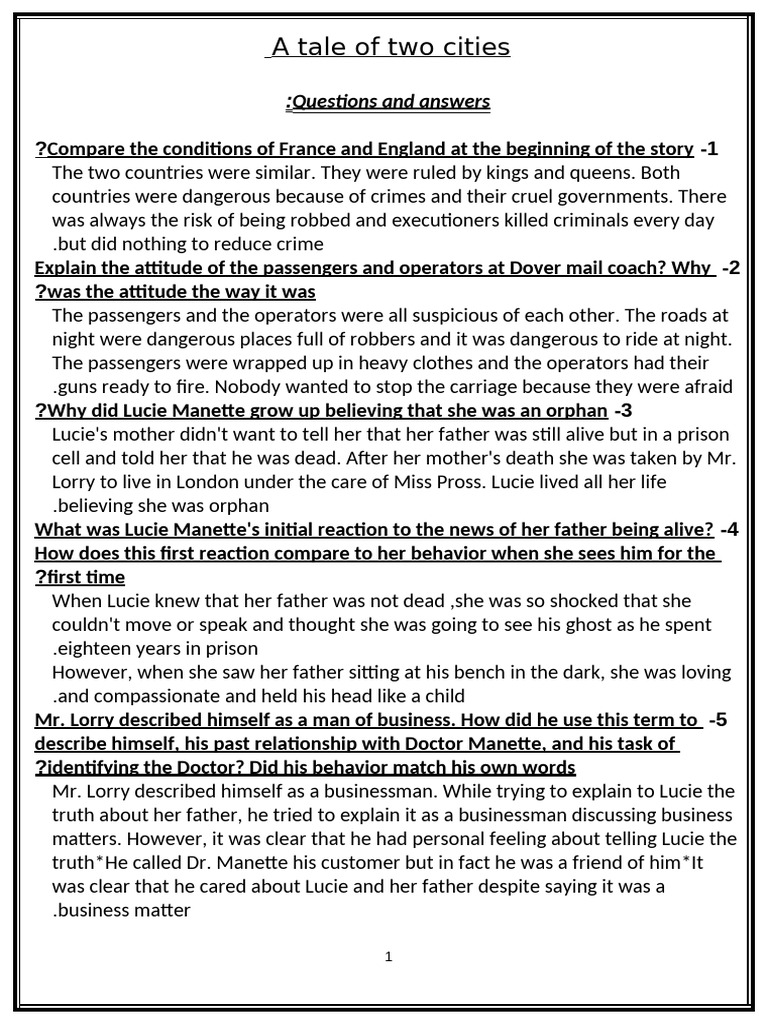 A Tale of Two Cities First Term | PDF | A Tale Of Two Cities