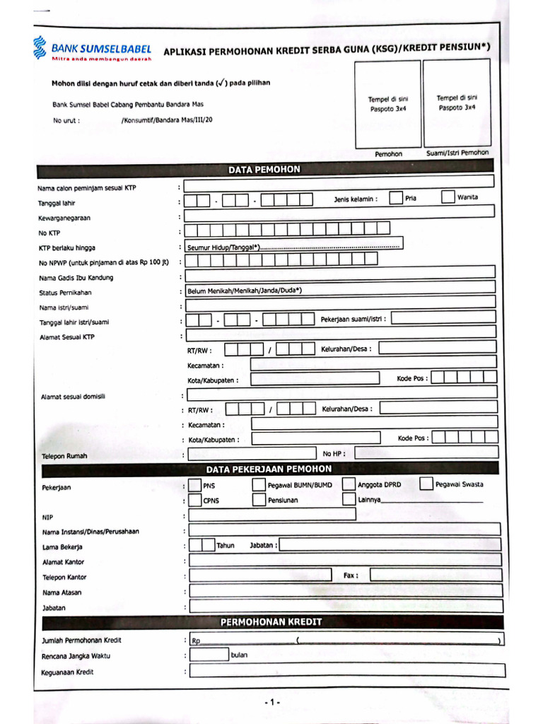 Formulir Permohonan KSG (1) | PDF