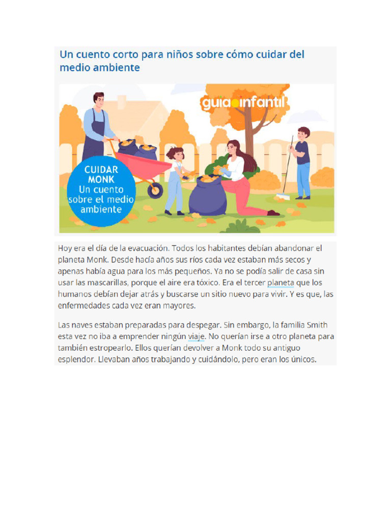 CUENTO-COMO CUIDAR EL MEDIO AMBIENTE | PDF