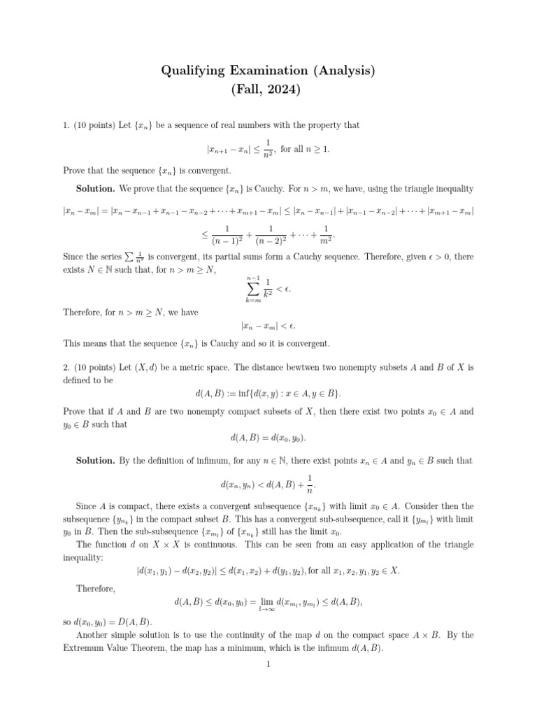 QE (Analysis) 2024 Fall Key | PDF | Mathematical Relations | Real Analysis
