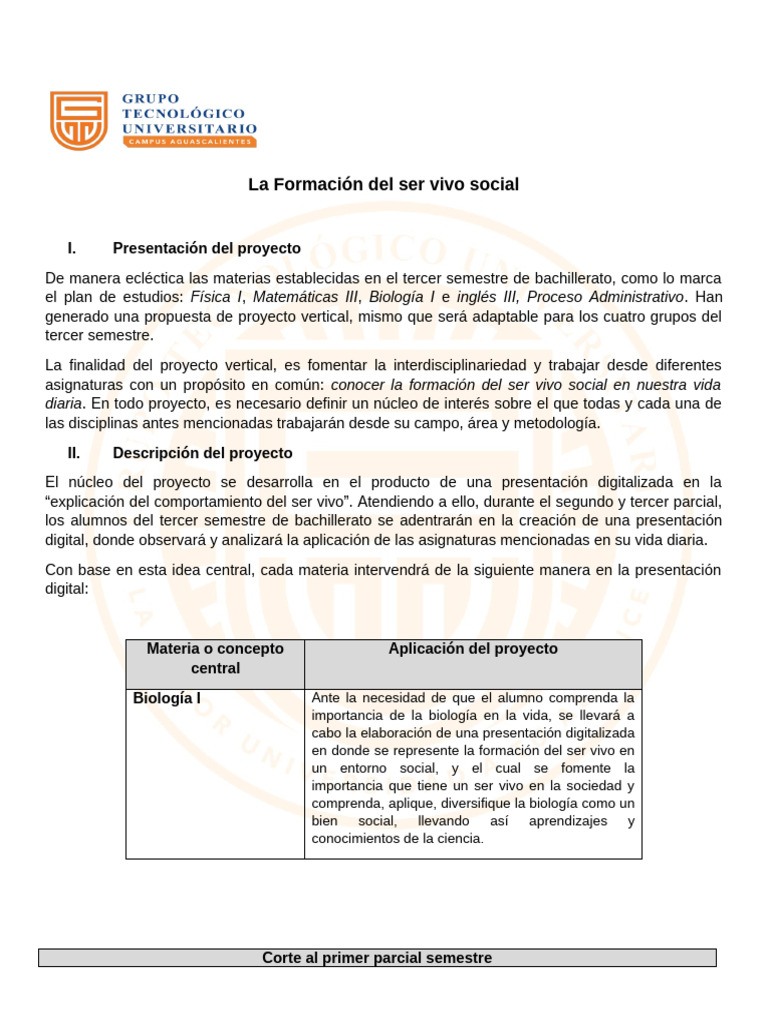 Proyecto Vertical | PDF | Biología | Plan de estudios