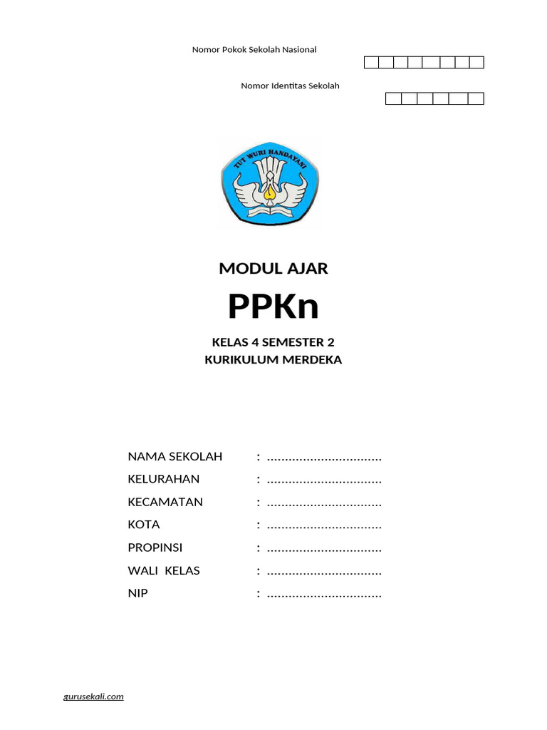 Modul Ajar PPKN Kelas 4 Semester 2 (Gurusekali) | PDF