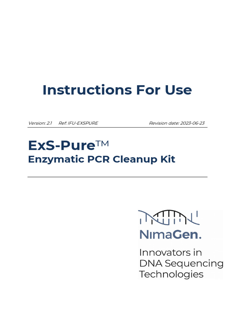 IFU ExS Pure™ Enzymatic PCR Purification Kit V2-1 | PDF | Polymerase Chain Reaction | Primer ...