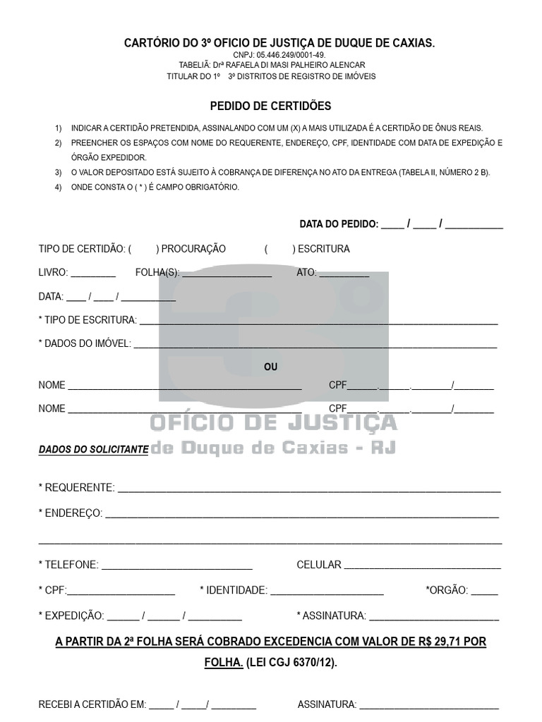 Formulario Pedido de Cert de Proc | PDF