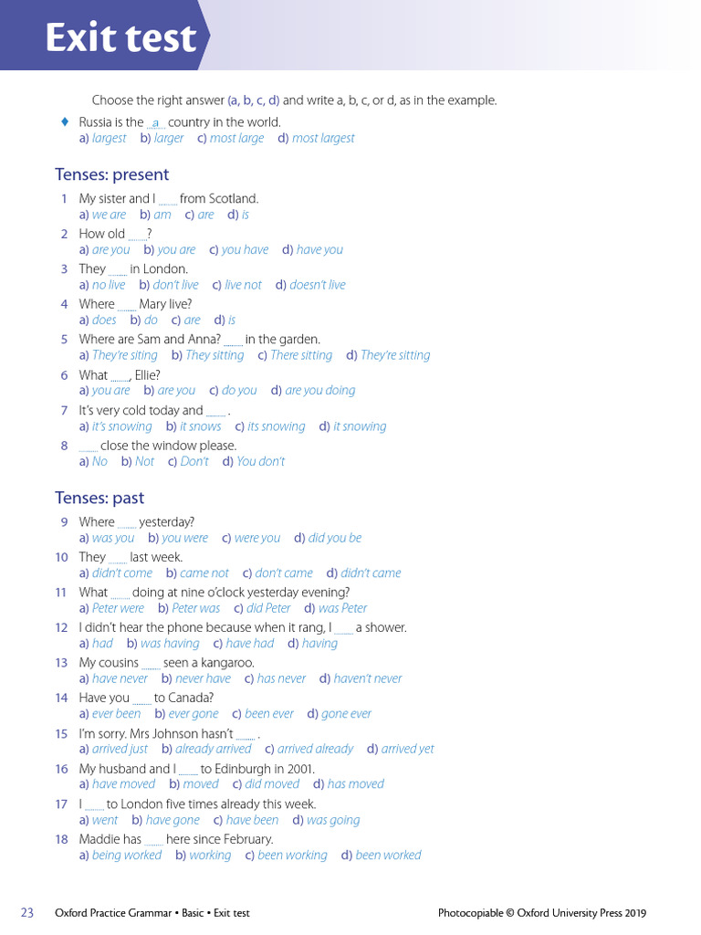 Exit Test | PDF | Linguistics | Languages