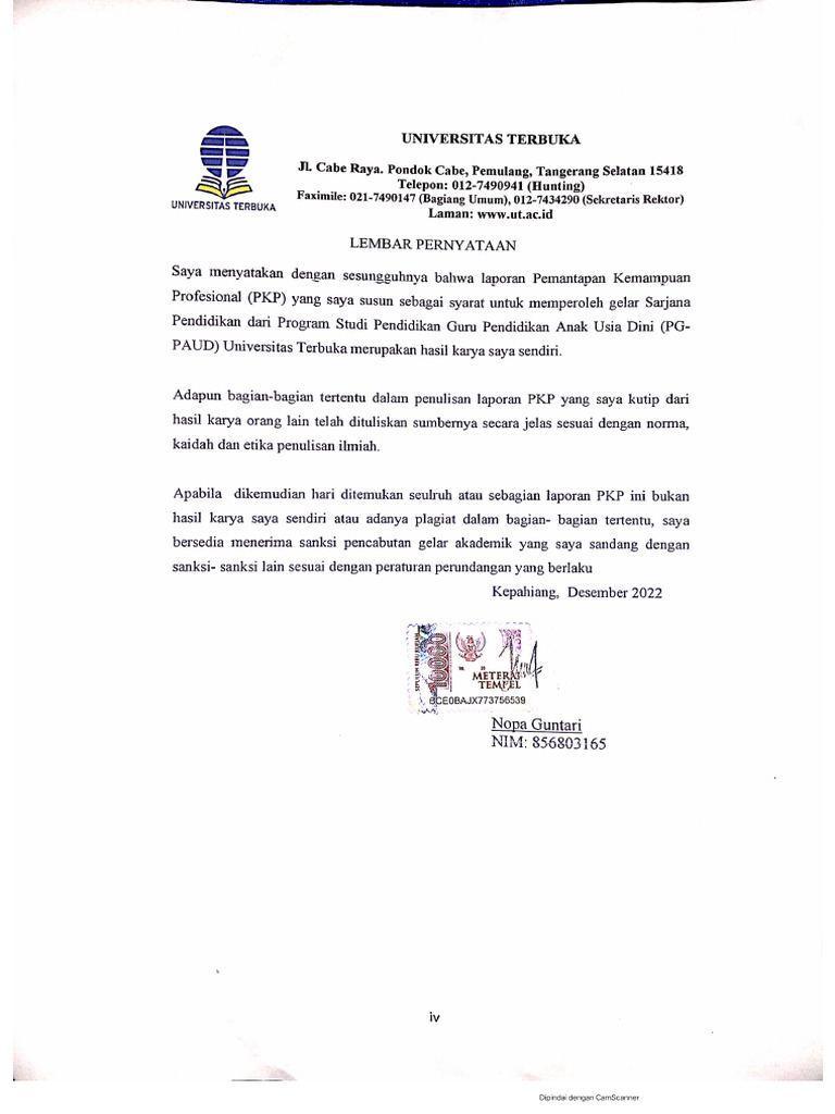 3. lembar pernyataan nopa scan | PDF