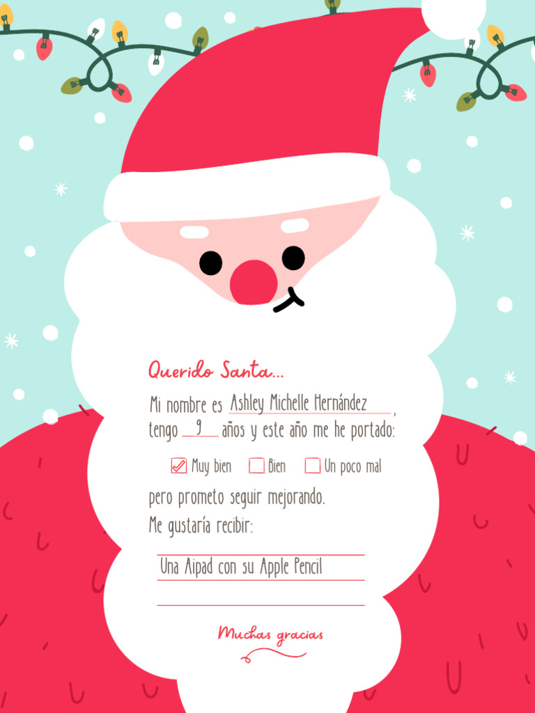 Carta para Santa Claus para Niños Divertida Rojo PDF | PDF