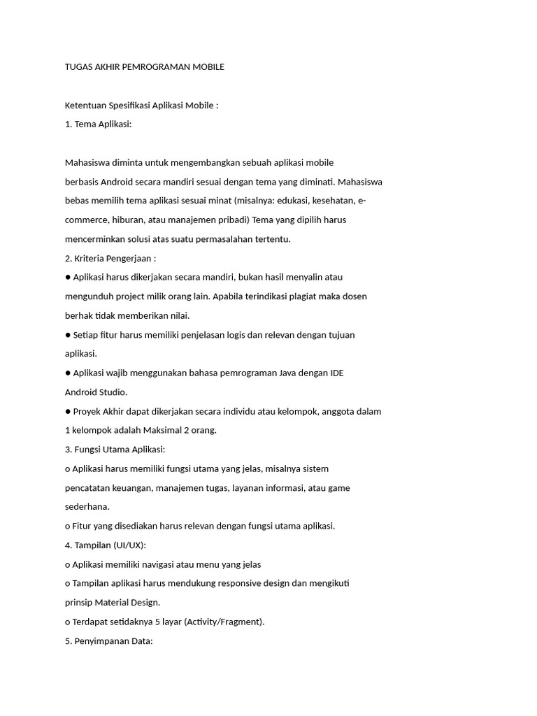 Tugas Akhir Pemrograman Mobile | PDF