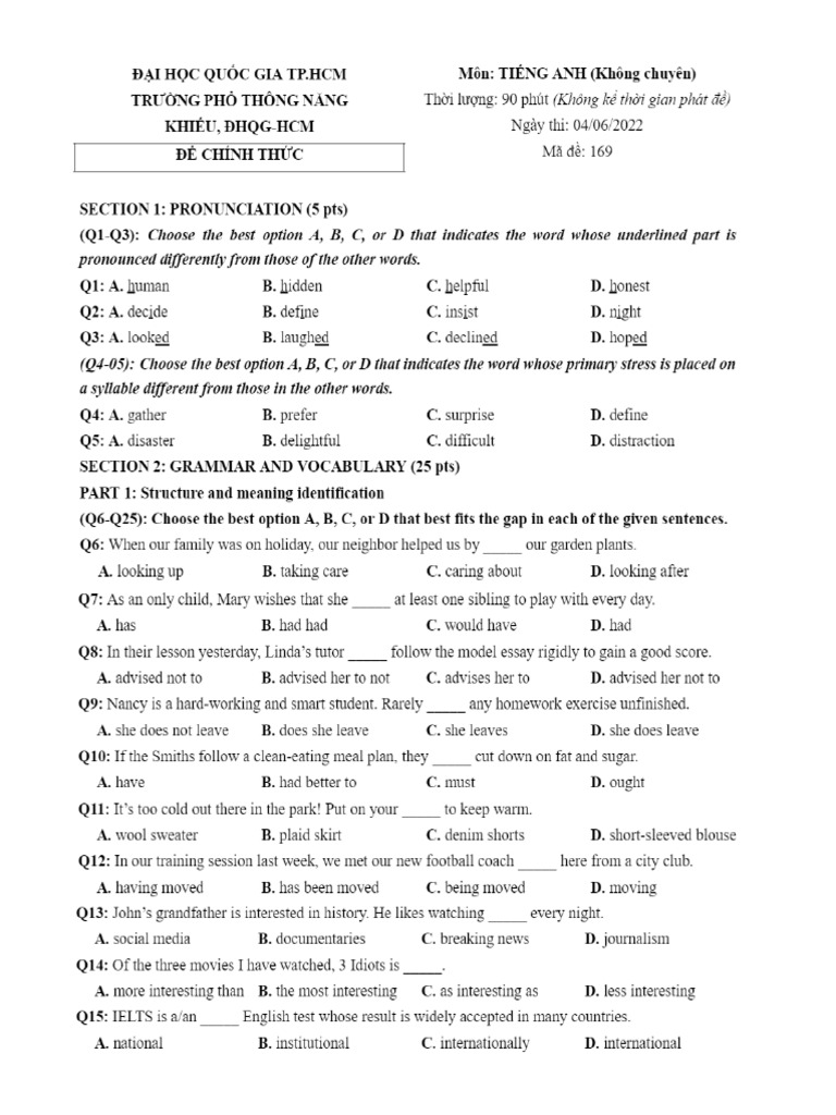 ĐỀ ANH THƯỜNG-PTNK | PDF