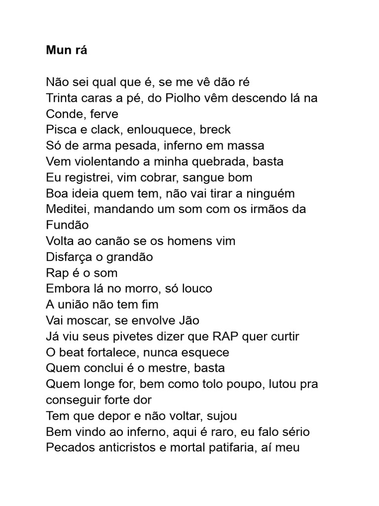 Letra - Mun Rá | PDF