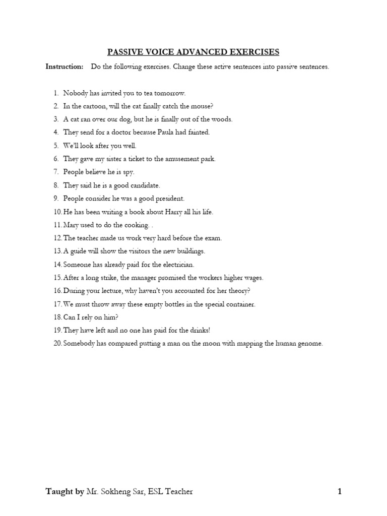 ADVANCED PASSIVE PRACTICE 4 | PDF