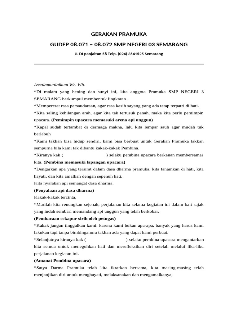 MC Upacara Api Unggun Pramuka | PDF