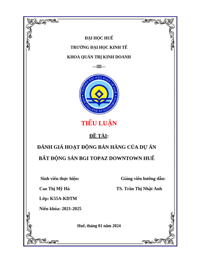 ĐỀ CƯƠNG BÀI KLTN- CAO THỊ MỸ HÀ- 21K4040055 | PDF