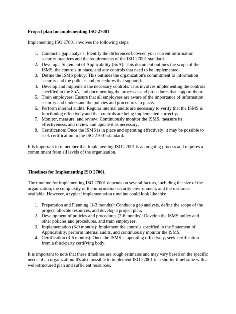 ISO 27001 Implementation Guide | PDF | Information Security | Business
