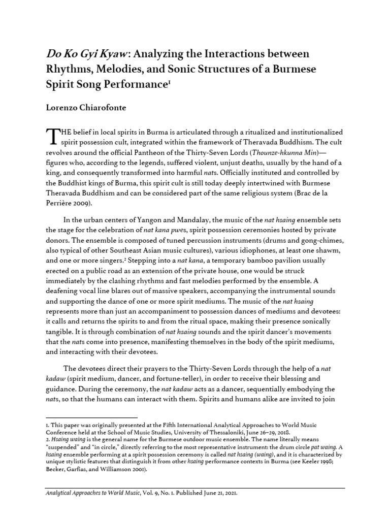 Do Ko Gyi Kyaw Analyzing The Interactions Between Rhythms, Melodies, and Sonic Structures of A ...