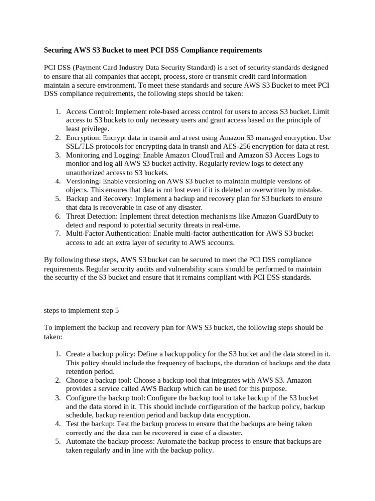 Securing AWS S3 Bucket To Meet PCI DSS Compliance Requirements | PDF ...