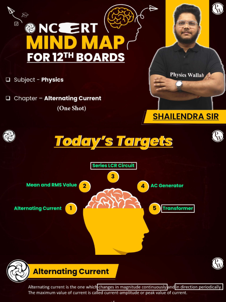 Alternating Current One Shot Class Notes Class 12th Mind Map | PDF