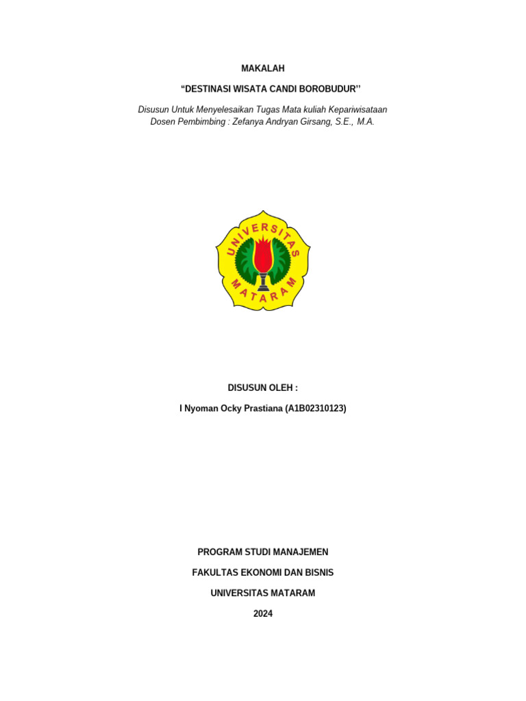 I Nyoman Ocky Prastiana - A1B02310123 - UAS KEPARIWISATAAN | PDF