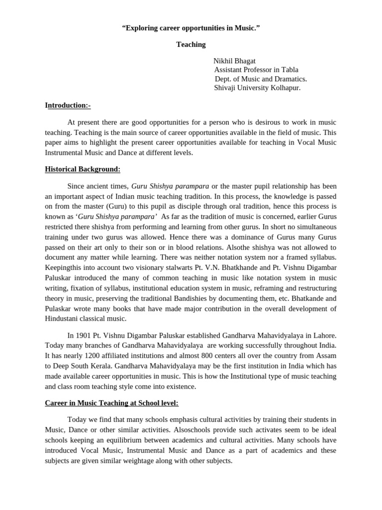 Exploring Career Opportunities in Music | PDF | Academic Degree | Teachers