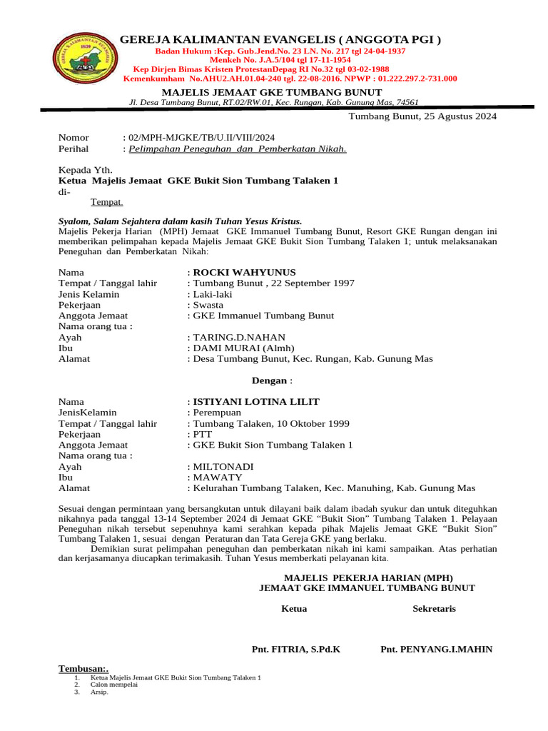 Surat Pelimpahan Roki Dan Lilit | PDF