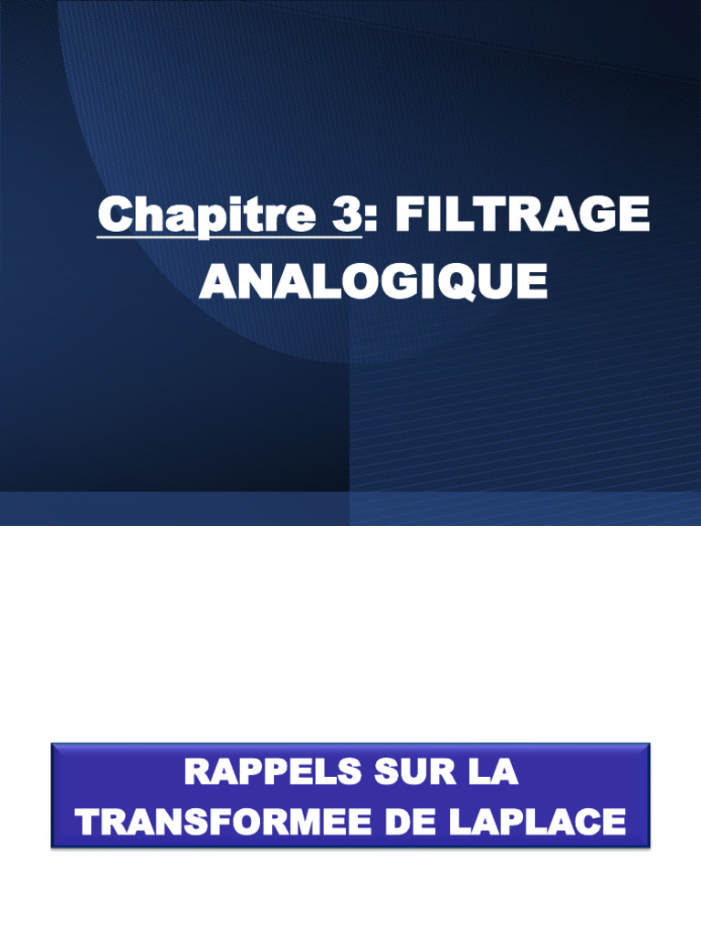 Filtrage Analogique et Transformée de Laplace | PDF | Filtre ...