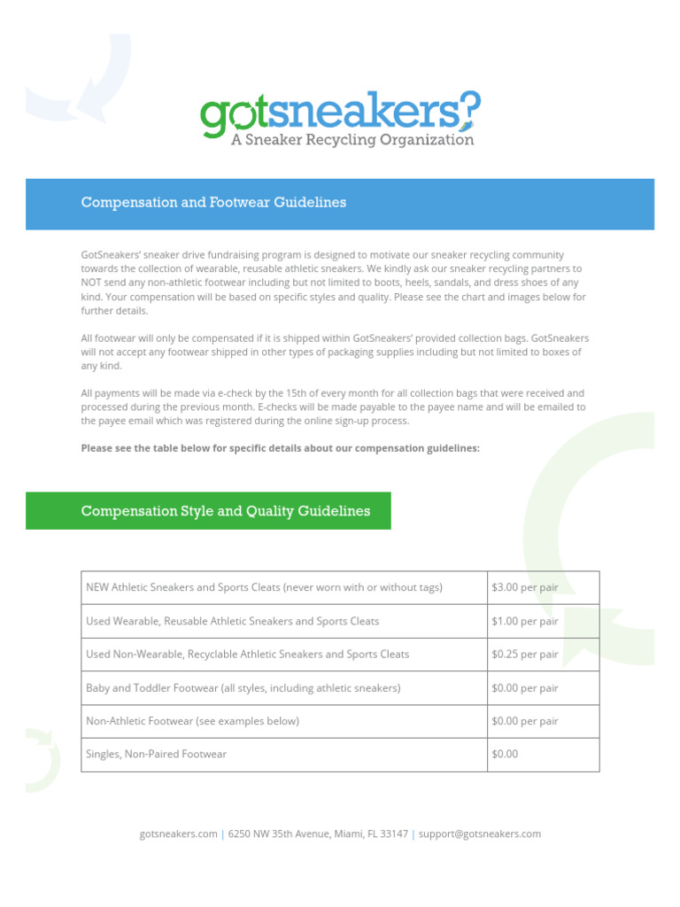 GotSneakers Footwear and Compensation Guidelines 7 2019 | PDF ...