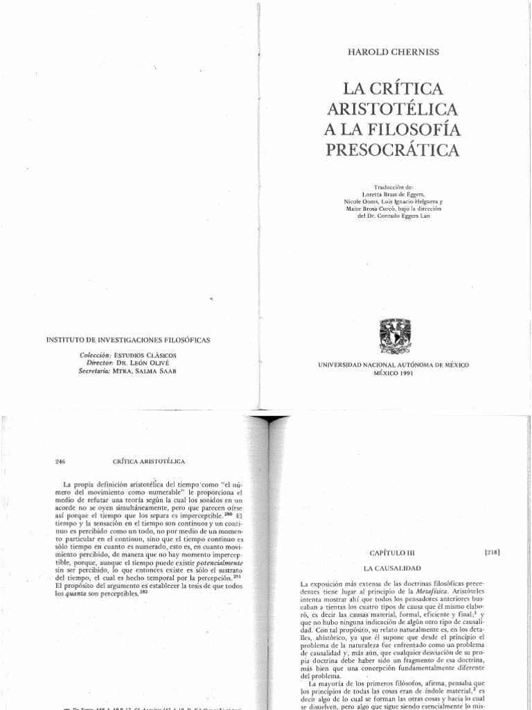 Cherniss Lacrítica Aristotélica | PDF