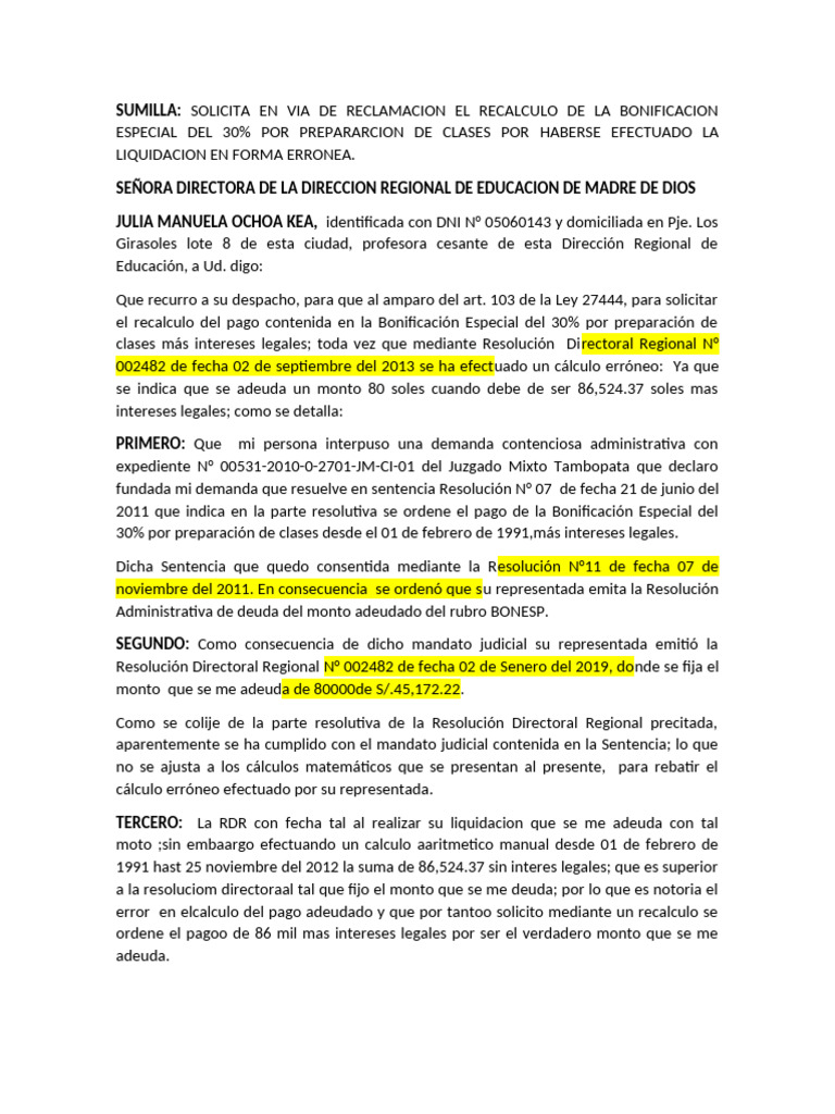 Recalculo de Bonesp - Julia Ochoa | PDF