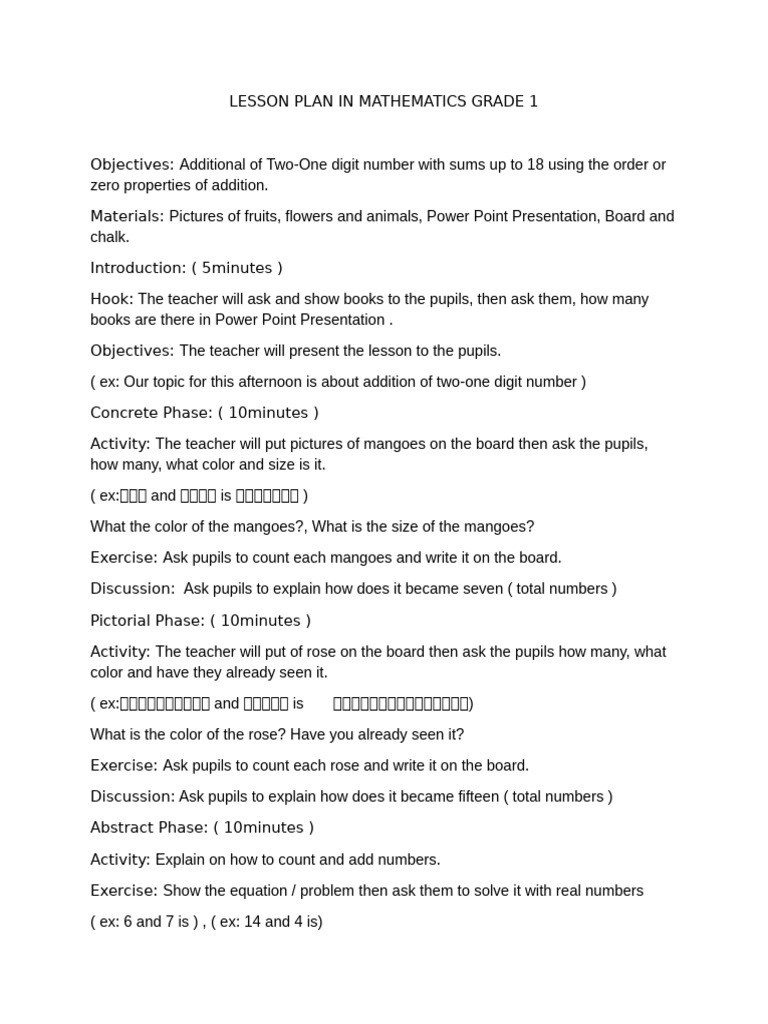 LP in Mathematics Grade 1 | PDF | Rose | Mathematics