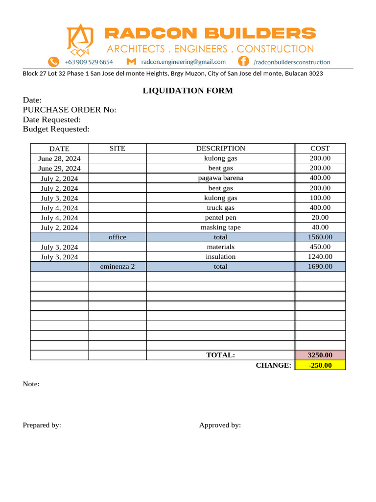 Liquidation Form (07_05_2024) | PDF
