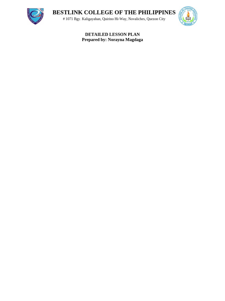 Spe Tll2 Sample Lesson Plan | PDF