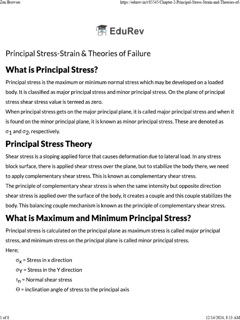 Principal Stress and Theory of Failure | PDF