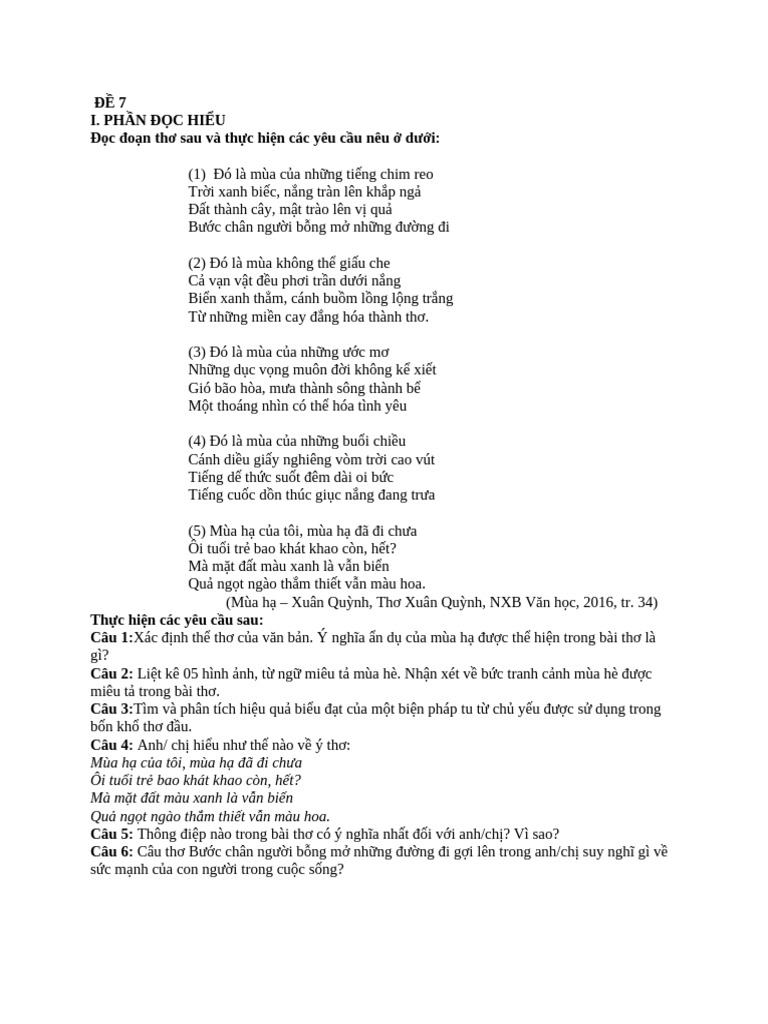 ĐỀ 7+8 Ôn Cuối Kì NV10 | PDF