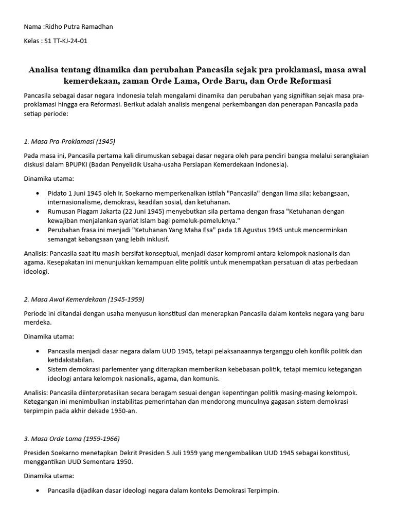 Analisis Pancasila (Ridho Putra R) | PDF