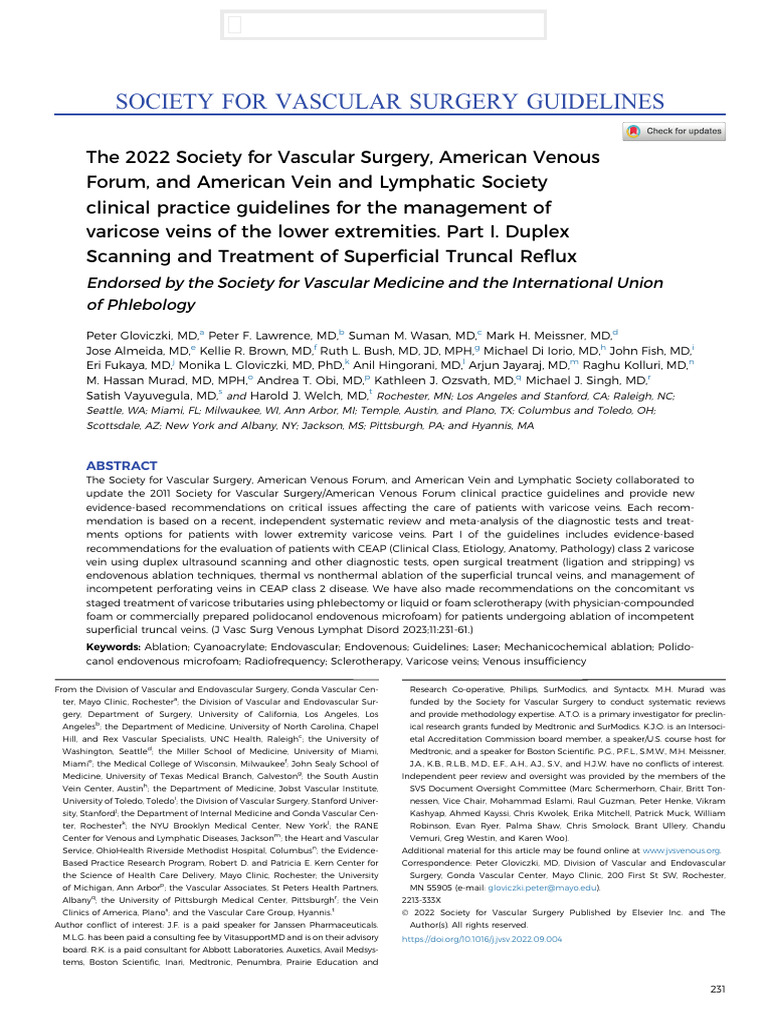 Society For Vascular Surgery Guidelines | PDF | Varicose Veins | Vein