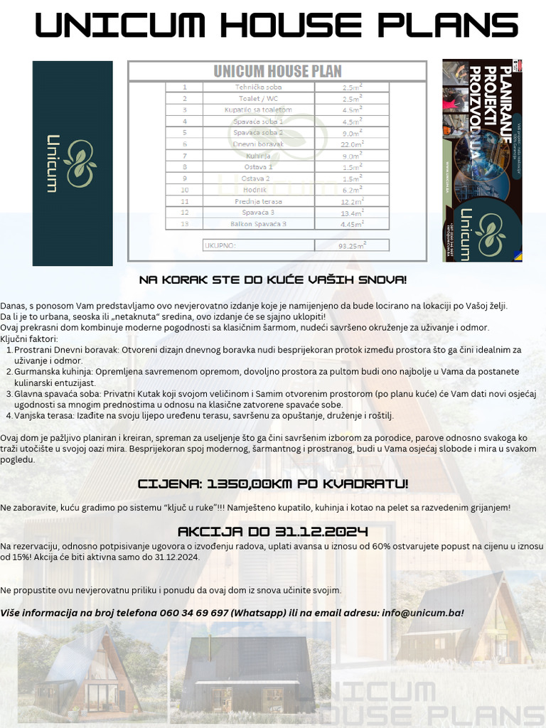 Uni-House 1 Specifikacija I Plan | PDF