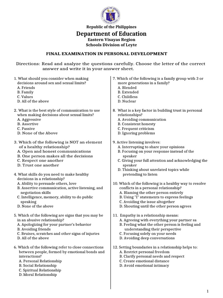 PERDEV EXAM | PDF | Intimate Relationships | Learning PERDEV EXAM | PDF | Intimate Relationships | Learning